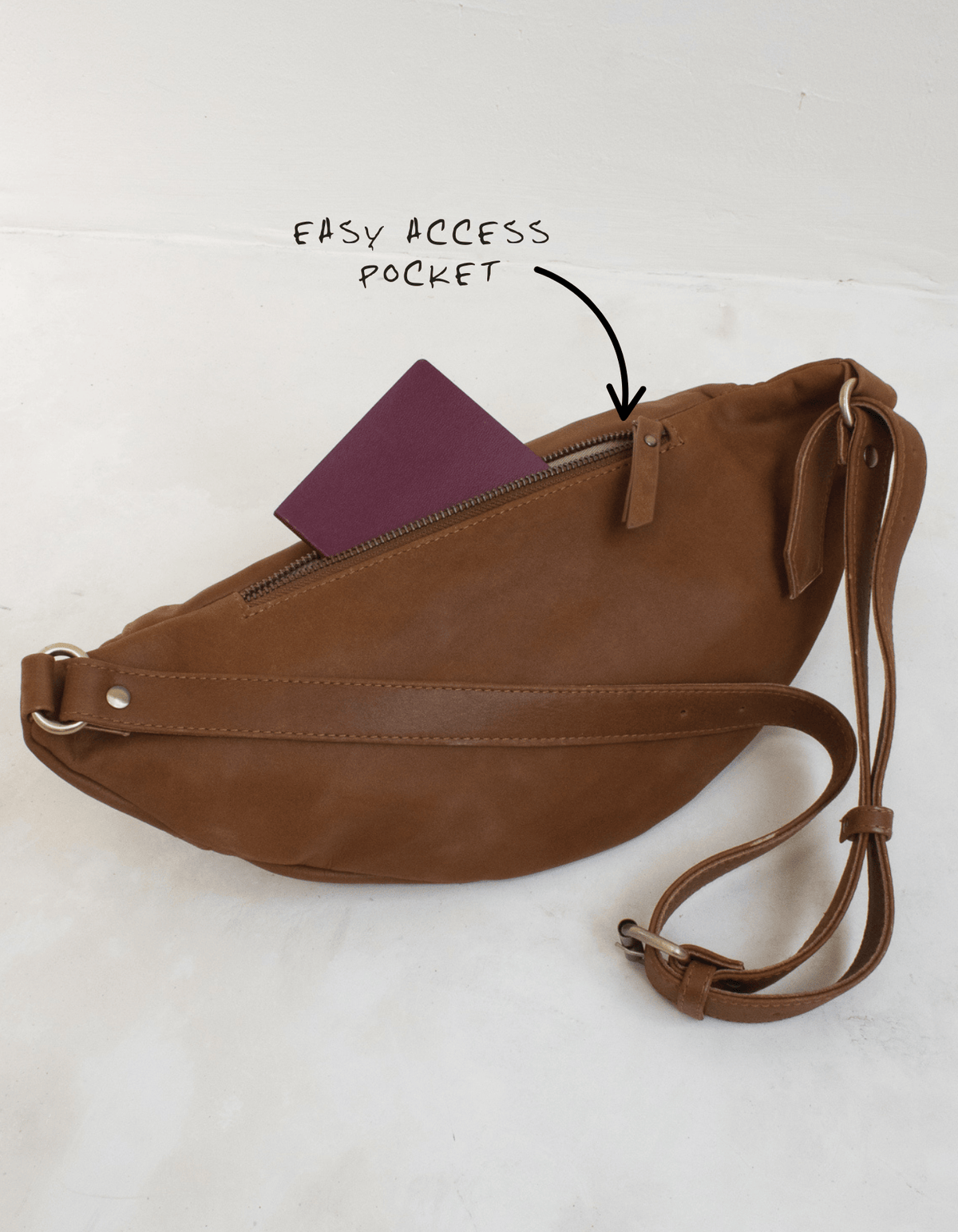 MANDRN | The Atlas- Tan Leather Fanny Pack