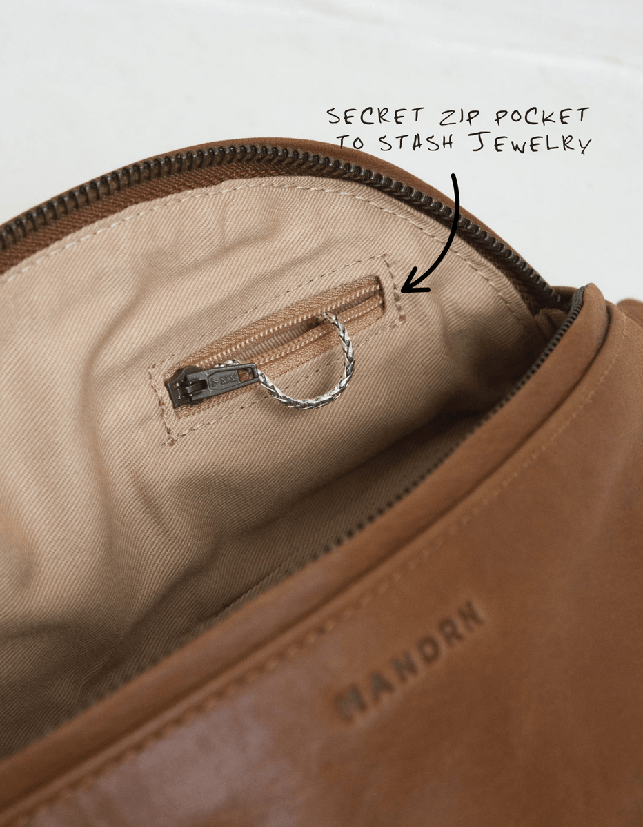 MANDRN | The Atlas- Tan Leather Fanny Pack