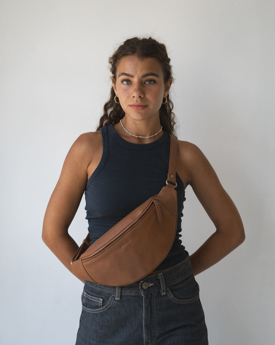 MANDRN | The Atlas- Tan Leather Fanny Pack
