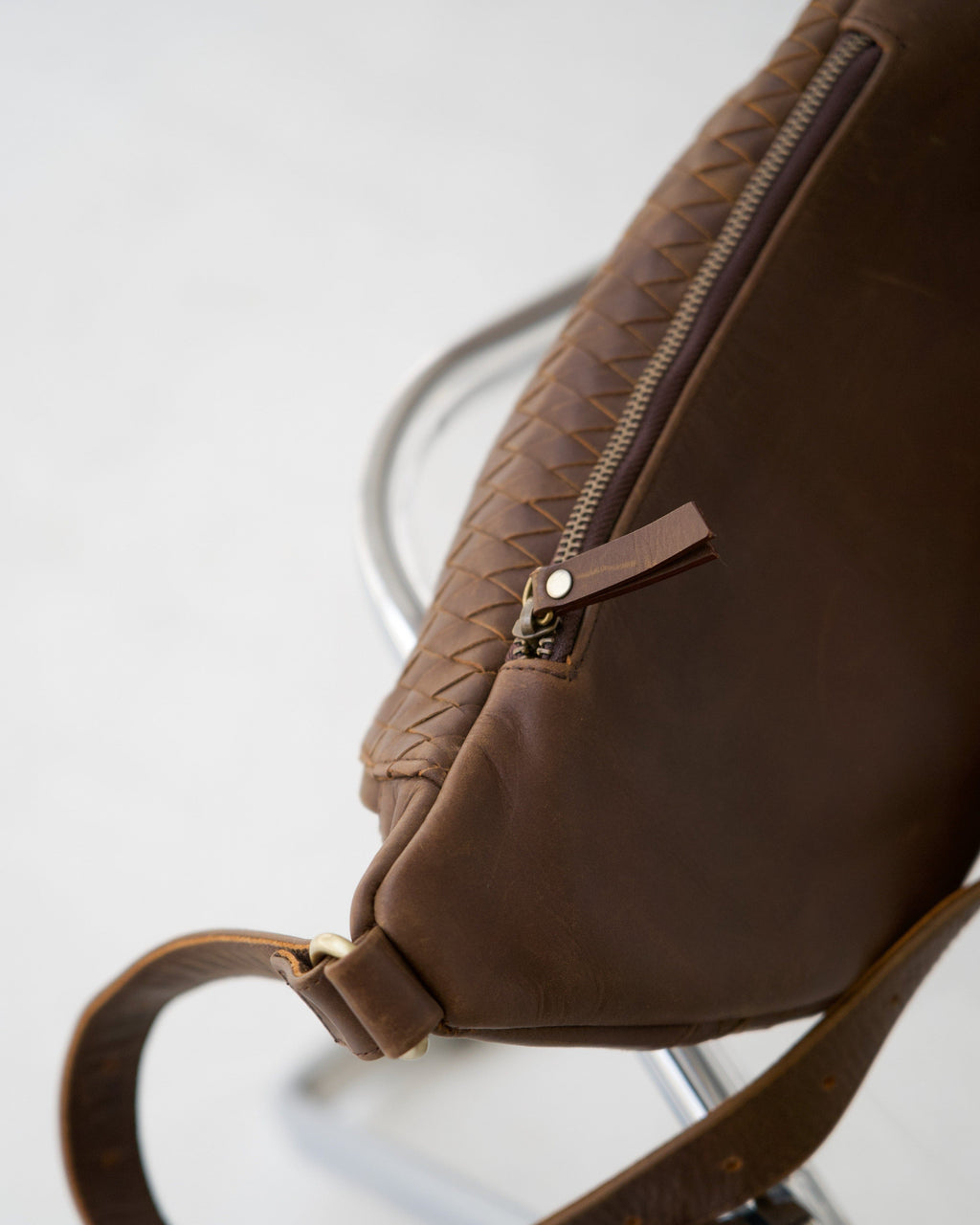 MANDRN | The Woven Atlas - Saddle Dark Leather Fanny Pack