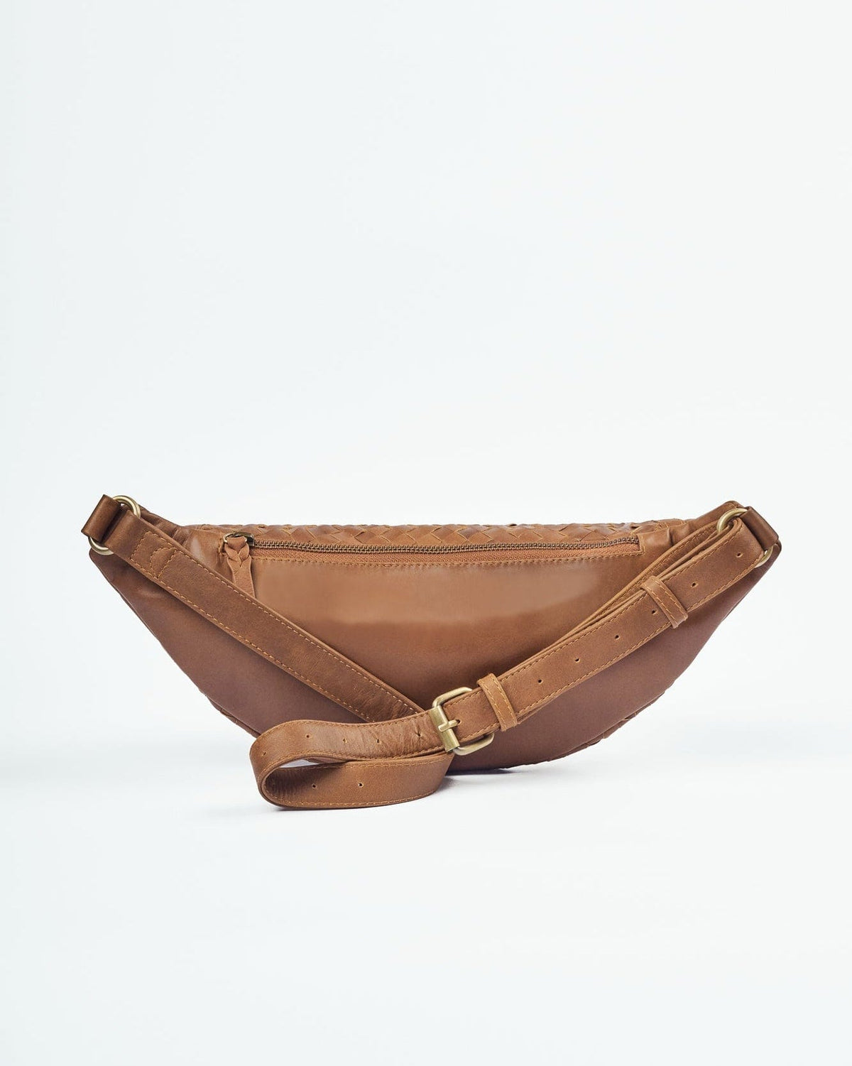 MANDRN | The Woven Atlas - Tan Leather Fanny Pack